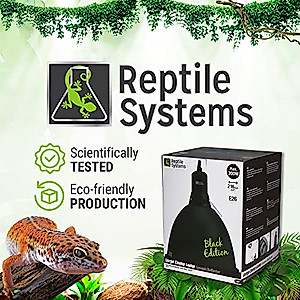 Reptile Systems Ceramic Reflector Clamp Lamp - Black Edition - Basking Lamp Bulb Holder for Terrariums, Vivariums, Paludariums, Enclosures & Cages - Large 8.5" Diameter - 200watt - E26