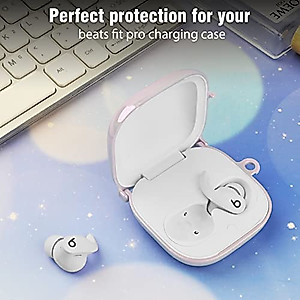 Beats Fit Pro Case Cover, Filoto Laser PC Beats Fit Pro Case for Women Girls, Cute Protective Apple Beats Fit Pro Earbuds Case Cover with Keychain Accessories,White