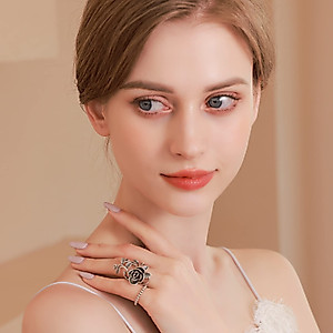 OAYAO Flower Sterling Silver Rings For Women Adjustable Handmade Long Finger Rings (With Gift Box) Gifts For Women