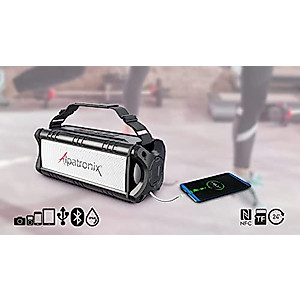 Alpatronix Bluetooth Speaker 60W(80W Max), IPX6 Waterproof, Portable, Wireless, 8000mAh Power Bank, Handsfree, Shockproof, TWS, DSP, Stereo, Subwoofer, TF Card, NFC, AX500, Indoor&Outdoor–Black