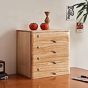 YUZDNM Desktop Drawer Cabinet, Desk Storage Box, Flat File Cabinet, Wooden Desktop Storage Box with Lockable Drawers, Office Supplies A4/Receipt File Organizer (Size : 4 Layer)