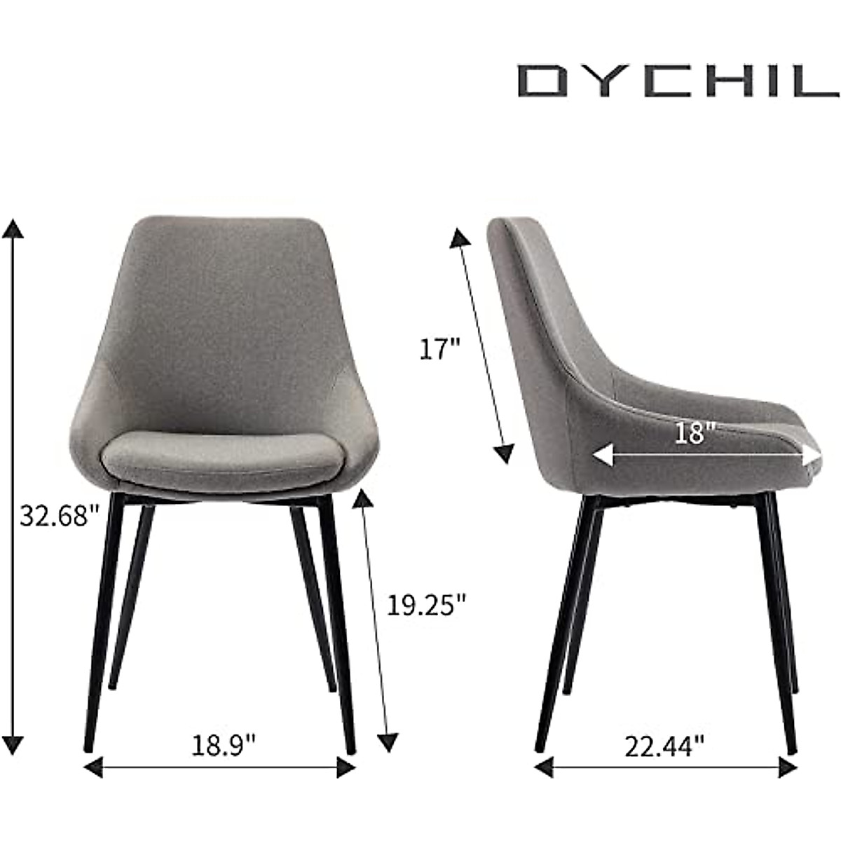 DYCHIL Dining Chairs Set of 2 Ergonomic Living Room Chairs Light Grey Kitchen Chairs,Loads Up to 270lbs,Quick Assembly,Dining Room Chairs with Arms for Kitchen,Dining, Bedroom, Living Room
