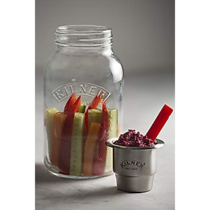 Kilner Snack On The Go Glass Jar Set Stainless Steel Cup Keeps Dry Ingredients Separate from Wet Foods, 17-Fluid Ounces, 0.5L