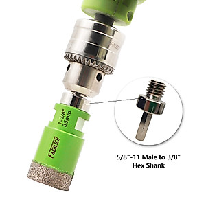 FACHLICH Diamond Core Drill Bits 1-3/8" 35mm 5/8-11 Thread Plus Adapter 5/8"-11 Male to 3/8" Hex Shank,Tile Hole Saws for Porcelain Tile,Granite,Marble,Concrete,Masonry