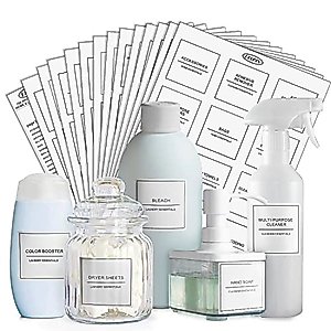 LIAPIN Laundry Labels – 156-Pcs Labels for Organizing Storage Bins, Containers, Jars – Pre-Printed Organization Labels for Laundry Room Supplies – No-Residue Waterproof Labels