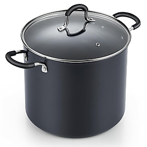 Cook N Home Nonstick Stockpot Soup pot with Lid Professional Hard Anodized 10 Quart, Oven safe - Stay Cool Handles, Black
