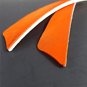 Archery Fletchings Real Turkey Shield Feathers 4 Inch Full Length 50 Pack Glued Right Wing for Arrow DIY (Orange)