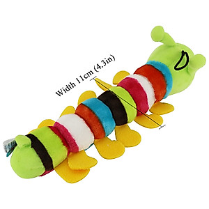 QIYADIN Pet Squeaker Toys, Dog Chew Toy, Soft Short Plush Sounding Toy for Puppy (Colorful Caterpillar)