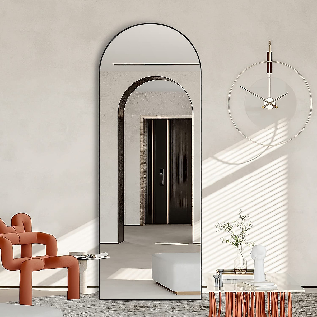 CISTEROMAN 65"x22" Full Length Mirror, Arched Mirror, Floor Mirror with Stand, Full Body Mirror, Wall Mirror for Bedroom, Dressing Room, Living Room