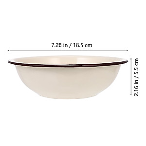 Enamel Soup Bowl Vintage Enameled Basin Retro Enameled Bowl Enamelware Salad Serving Bowl Soup Basin Round Cereal Snacks Fruit Bowl Serving Tray for Home Kitchen 18cm