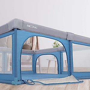 ROCSMAC Extra Large Baby Playpen for Babies and Toddlers, Indoor & Outdoor Large Sturdy Playard Activity Center with Non-Slip Base, Safe Baby Playpen Prevent Climbing Design for Infants 79 X 71X 27‘’