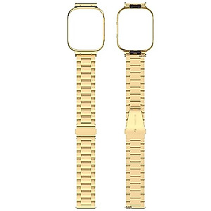 Metal Band Intended for Xiaomi Redmi Watch 3 Active/ Redmi Watch 3 Lite Watch Band for Women Men Metal Stainless Steel Band Replacement Strap Bracelet for Xiaomi Redmi Watch 3 Active Smartwatch (gold)
