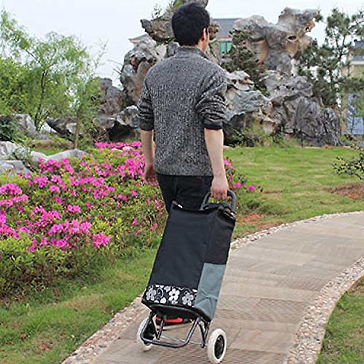 Shopping Trolley on Wheels Multi Function Shopping Cart Portable Collapsible Bag Small Trailer Luggage Cart Travel Trolley Storage Hand Trucks,H ,