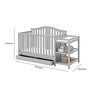 Graco Solano 4-in-1 Convertible Crib and Changer with Drawer (Pebble Gray) – Crib and Changing -Table Combo with Drawer, Includes Changing Pad, Converts to Toddler Bed, Daybed and Full-Size Bed
