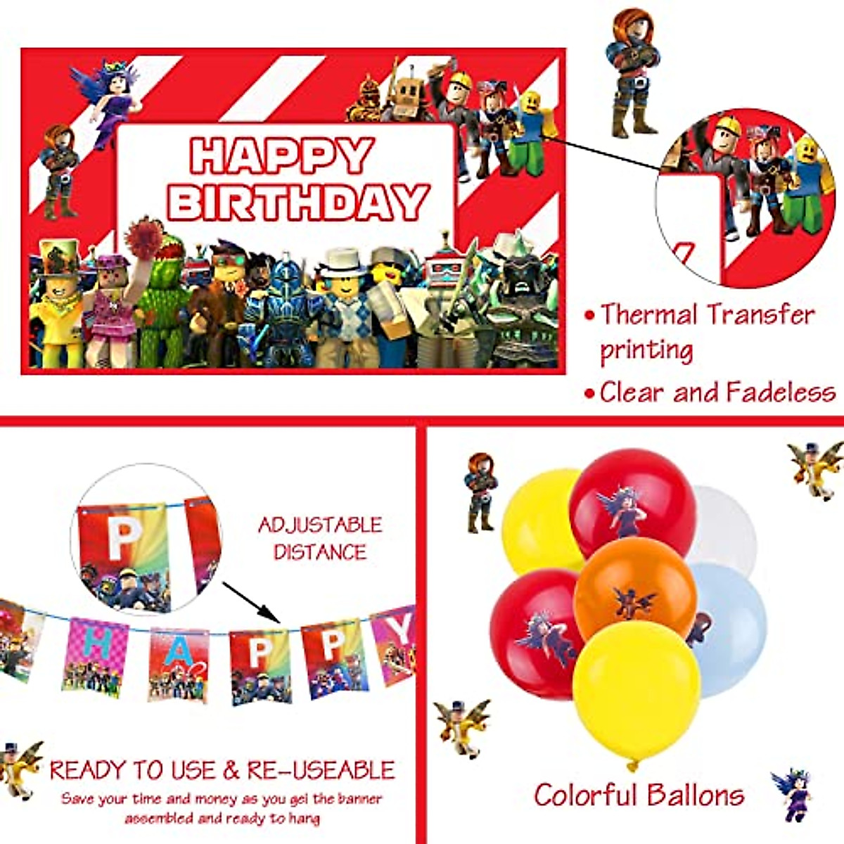 Robot Birthday Party Supplies for kids, 166Pcs Blocks Video Game Party Favors Decorations Tableware for Boys Girls, Happy Birthday Banner Cake Toppers Balloons Hats Plates Cups Napkins Tablecloth Photo Background Decor