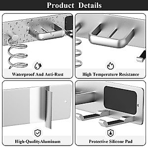 Tindbea Hair Dryer Holder Curling Iron Holder Flat Iron, Blow Dryer Holder Wall Mount, 3 in 1 Bathroom Hair Tool Organizer Rack for Universal Dryer, Brushed Nickel