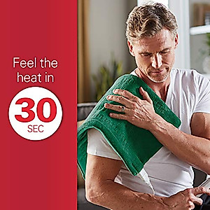 Sunbeam Heating Pad for Back, Neck, and Shoulder Pain Relief with Auto Shut Off and 6 Heat Settings, Extra Large 12 x 24", Green