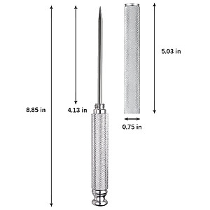 JINBAZO Ice Pick with Safety Cover, Aluminium Alloy Handle Stainless Steel Knife With Pick Tool for Breaking Ice, Non-slip Antiskid Handle for Easy to Grip (Silver)