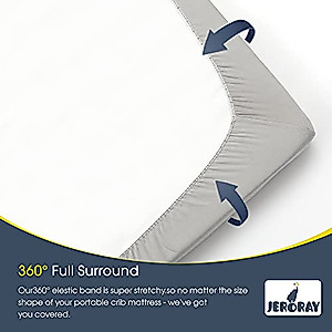 Bassinet Sheets JERORAY for Girls and Boys, 2 Pack Stretchy Ultra Soft Jersey Knit Bassinet Mattress Pad Cover, Grey Dinosaur