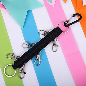 DEEKA Paracord Handmade Cheer Bows Holder for Cheerleading Teen Girls High School College Sports - Black