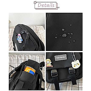 MUSICARD Girls Kawaii Backpack with Cute Pendant and Pins, Cute Mini Aesthetic Rucksack School Bag for Teens
