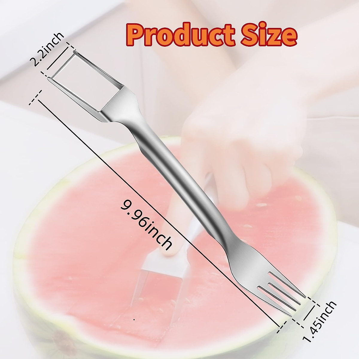 2-in-1 Stainless Steel Fruit Cutter, 2024 New Watermelon Fork Slicer Cutter Slicer Tool, Dual Head Fruit Forks Slicer Knife(1PCS)
