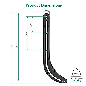 WALI Sound Bar Mount Bracket for Mounting Above or Under TV, Fits 32 to 70 inch TVs, 33 lbs. Weight Capacity (SBR201), Black