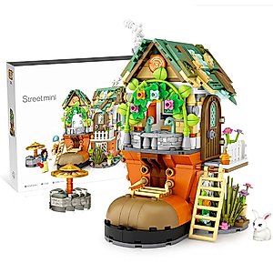 Seyaom Folding Fairy Tale Series House Building Sets, DIY Building Block Creative Construction Play Set,Forest Cabin/Dwarf Cabin Bricks Model Set, for Teens Boys Girls (Dwarf Cabin)