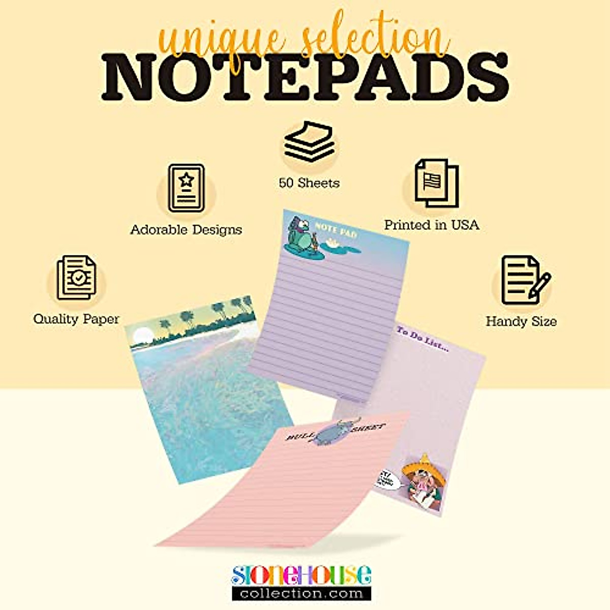 Stonehouse Collection Four Funny Notepad Assorted Pack - Great Gift Set - 4.25 x 5.5in - 50 Sheets Per Pad
