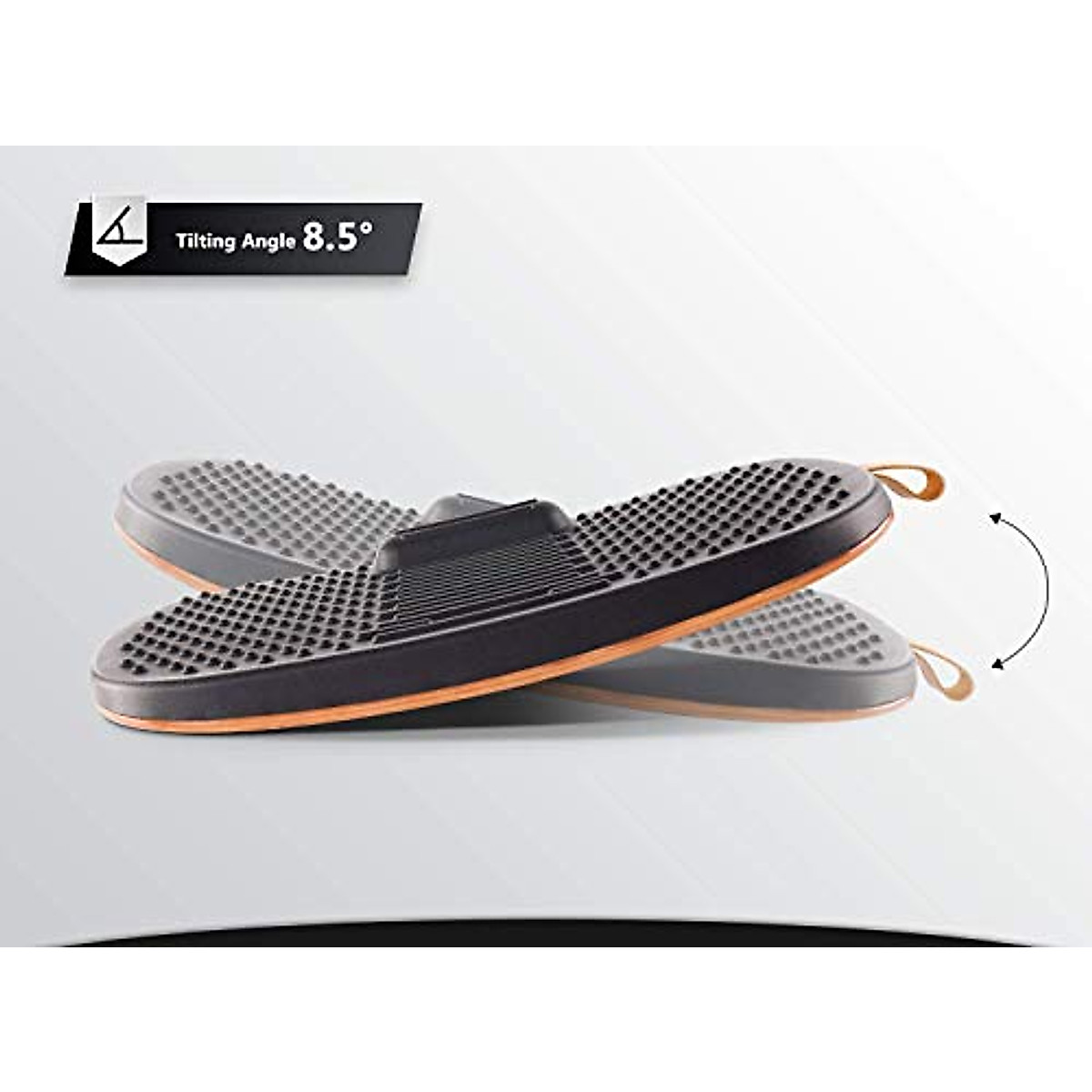 FEZIBO Standing Desk Mat with Anti Fatigue Bar, Wooden Wobble Balance Board with Ergonomic Design Comfort Floor Mat (Medium, Obsidian Black)