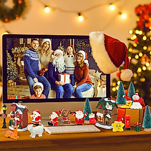 44 Pieces Christmas Light up Village Houses LED Lights Christmas Village Scene Display Tiny Resin Fairy Figurines Accessories Miniature Ornaments for Collection Table Decor