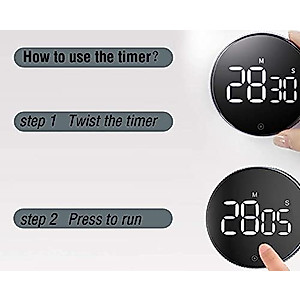 Timers, Timer for Kids, Digital Kitchen Timer Magnetic with Large LED Display, Volume Adjustable Countdown Countup Timer for Cooking, Teaching, Classroom Study, Fitness and Oven Black