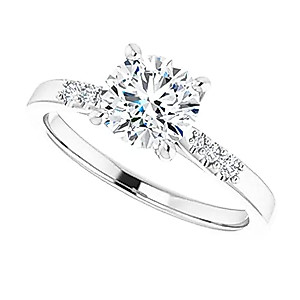 JEWELERYIUM 1 CT Round Cut Colorless Moissanite Engagement Ring, Wedding/Bridal Ring Set, Solitaire Halo Style, Solid Sterling Silver Vintage Antique Anniversary Promise Rings Gift for Womens (8.5)