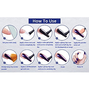 Artdone Chrome Nail Powder Metallic Mirror Effect Pigment Iridescent Aurora Mermaid Pearl Glitter Dust Kit for Gel Polish Nail Art Decoration, Resin Craft…