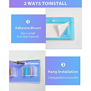 SILFGRLF Sunglasses Holder Organizer, 2 Pack Acrylic Sunglasses Organizer Wall Mounted Eyeglasses Display Holder Eyewear Glasses Hanging Rack for Entryway Living Room Bedroom(Iridescent)