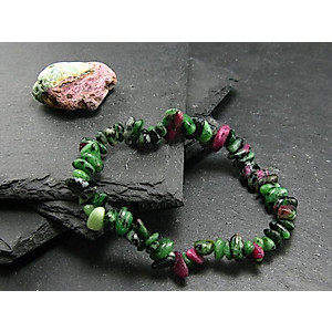 LKBEADS Natural Ruby in Zoisite 4-5mm nugget smooth 7inch Semi-Precious Gemstones Beaded Bracelets for Men Women Healing Crystal Stretch Beaded Bracelet Unisex