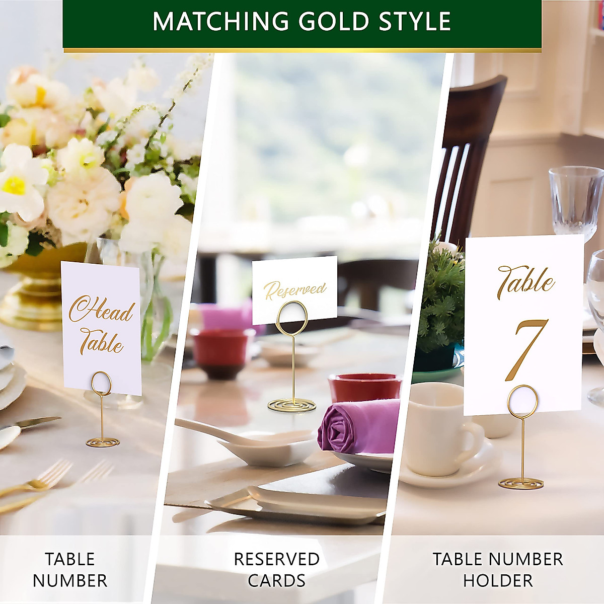 10 Pack Table Number Holders for Wedding - Gold Place Card Holder - Table Sign Holders - Picture - Photo Holders for Tables - Mini Table Number Stands Gold - Small Gold Table Number Holders Clip Stand