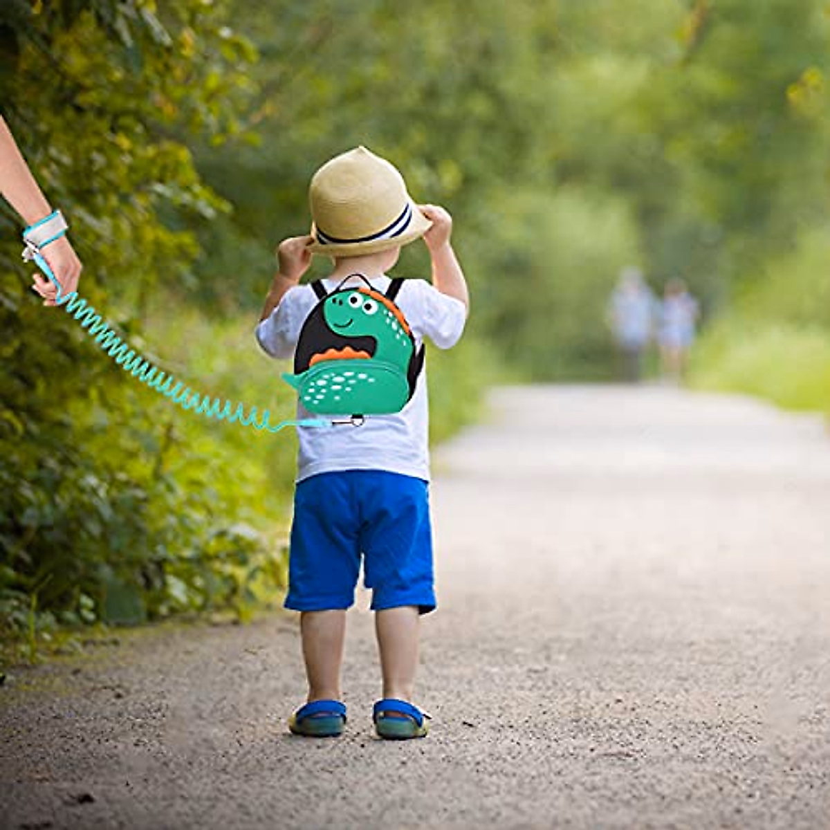 Toddler Kids Little Dinosaur Leash Backpack with Wrist Child Toddlers Safety Walking Wrist Leashes for Kids Girls Boys (Black)