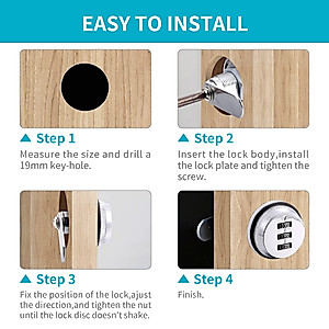 Tidorlou 4 Pack combination cabinet lock, Password Coded cabinet Lock,combination cam locks with 1-1/8'' Cylinder Chrome Finish,Security Locks for Cabinet Deposit Box Mailbox (2 pcs 1 1/8 Inch)