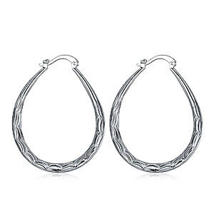 KUYIUIF 925 Sterling Silver Fashion Classic Fish Scales Hoop Drop Dangle Earring for Women