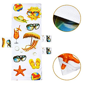 Beach Chair Cover Microfiber Beach Towel Patio Chaise Lounge Cover Pool Chair Cover Towel with Pockets Sunbathing Towel for Summer Hotel Holiday Garden, No Sliding