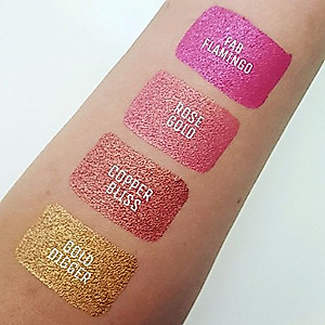 Aromi Gold Digger Metallic Liquid Lipstick, Bronze Yellow Lip Color with Shimmery Finish, Long-lasting Makeup, Handmade (Gold Digger)