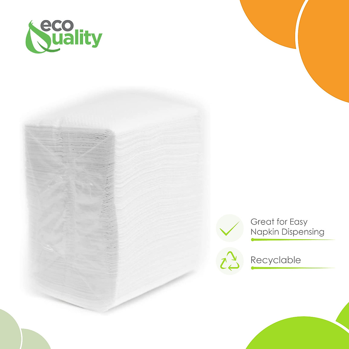 EcoQuality White Low Fold Dispenser Napkins,400/pack 1-Ply, 3 1/2 x 5 in, Dispenser Napkin Refill, Everyday Napkins, Perfect for Restaurants, Diners, Bodegas & Home
