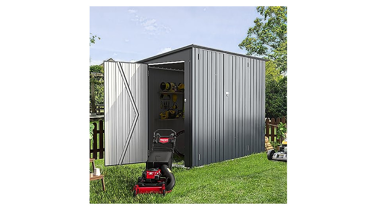 AECOJOY 4x7.5 Ft Storage Shed for Bikes & Outdoors