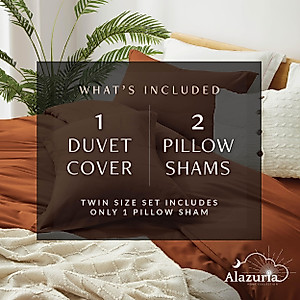 ALAZURIA Queen Size Duvet Cover - 3 Piece Bedding Set (1 Duvet Cover & 2 Pillow Shams) Soft Double Brushed Comforter Cover w/Zipper Closure & Corner Ties - No Comforter (90" X 90", Burnt Orange)