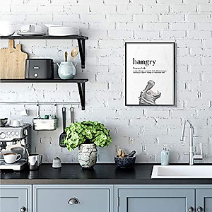 Stupell Industries Hangry Definition Hippo Animal Drawing Word, Design by Artist Ziwei Li Wall Art, 16 x 20, Black Framed