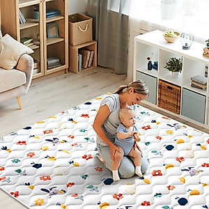 Odorless Premium Foam Baby Play Mat 71" X 59", Extra Large Activity Playmats for Babies,Toddlers, Infants, Soft Thicker Baby Mat for Floor, Play & Tummy Time, Machine Washable for Easy Care