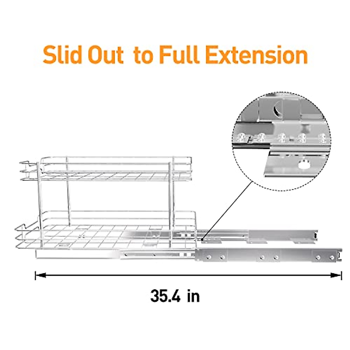 Blemoacha Pull Out Cabinet Organizer 17"W x 21"D x 13.5"H ,2 Tier Under Sink Organizers and Storage,Bathroom Organization Undersink Drawers Slide Out, Kitchen Sink Shelf Sliding Cabinet Basket Chrome