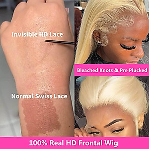 613 Lace Front Wig Human Hair 13x4 HD Transparent Straight Wigs Human Hair Blonde Lace Front Wigs Human Hair Pre Plucked Glueless Wigs Human Hair Blonde Lace Frontal Human Hair Wigs 180% Density