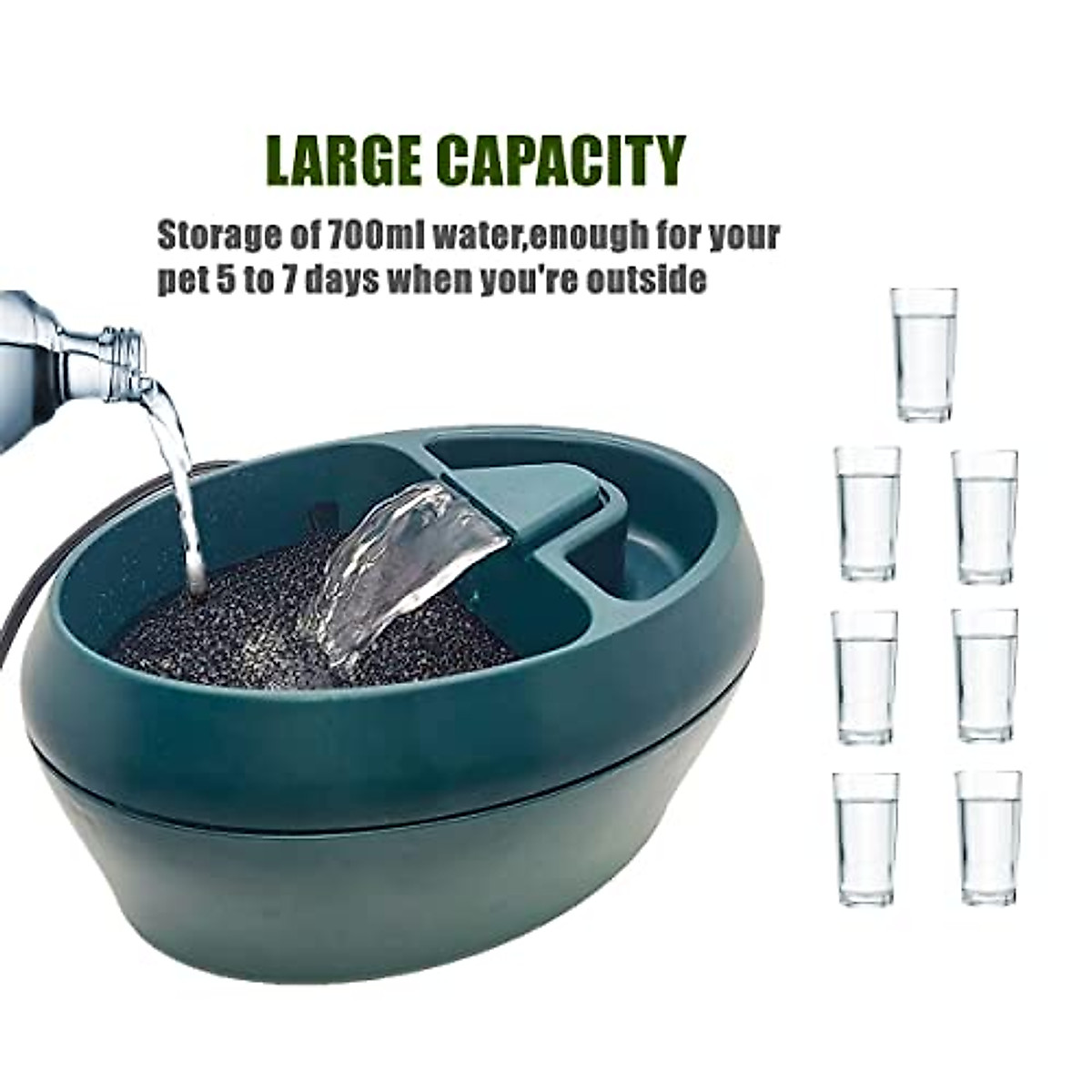 MIDOGAT 2 in 1 Reptile Water Dispenser with Treats Trough, Chameleon Water Fountain, Lizard Drinker Provided Flowing Water for Turtle Snake Spider Frog Gecko